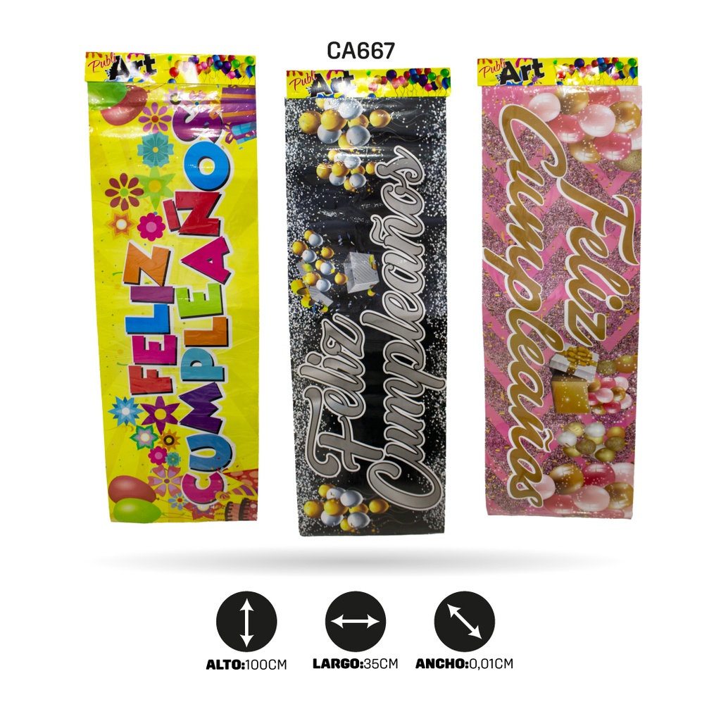 LETRERO FELIZ CUMPLEAÑOS GRANDE X350 [] | Imp. El Punto del Arte